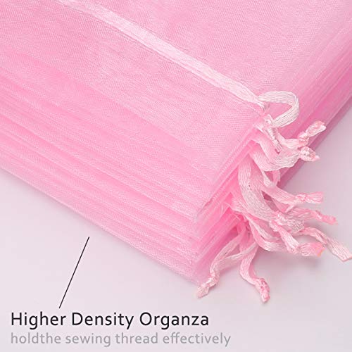 Akstore 100PCS 4x6inch (10x15cm) Drawstring Organza Jewelry Favor Pouches Wedding Party Festival Gift Bags Candy Bags (Pink)