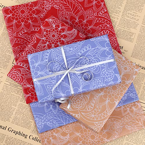 Kavoc 60 Sheets Paisley Blue Red Gift Tissue Paper,20" x 20" Brown Boho Wrapping Art Tissue Paper for Western Cowboy Theme Party Decoration (Brown)