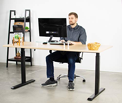 VIVO Black Manual Height Adjustable Stand Up Desk Frame with Hand Crank System, Ergonomic Standing 2 Leg Workstation, DESK-V101M