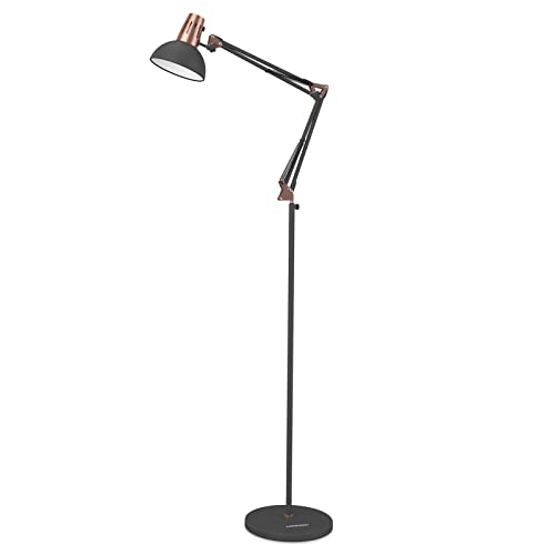 LEPOWER Metal Floor Lamp, Adjustable Architect Swing Arm Standing Lamp with Heavy Duty Base, Eye-Caring Reading/Drawing Lamp with On/Off Switch for Living Room, Bedroom, Study Room, Office