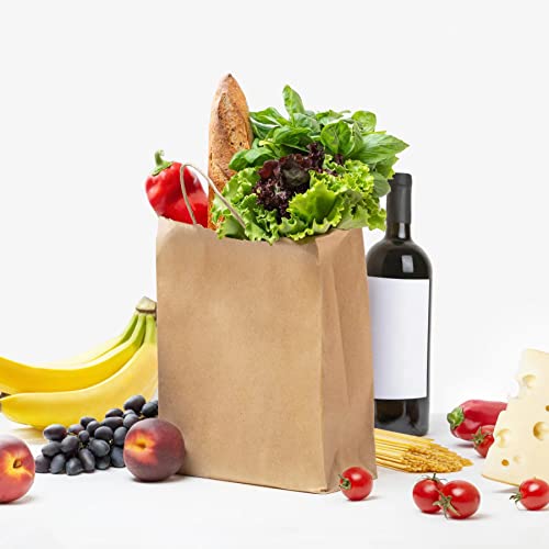 [50 Pack] Giftbags Medium Size 8x4.25x10.5 Gift Bags Brown Paper Bags with Handles, Shopping Bags, Valentine Gift Bags, for Party, Easter, Christmas