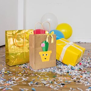 [50 Pack] Giftbags Medium Size 8x4.25x10.5 Gift Bags Brown Paper Bags with Handles, Shopping Bags, Valentine Gift Bags, for Party, Easter, Christmas