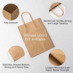 [50 Pack] Giftbags Medium Size 8x4.25x10.5 Gift Bags Brown Paper Bags with Handles, Shopping Bags, Valentine Gift Bags, for Party, Easter, Christmas