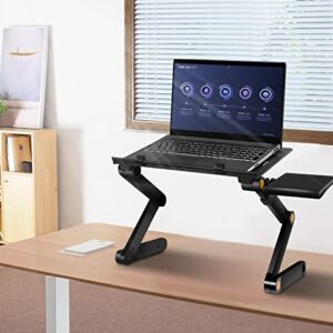 Laptop Stand Adjustable, Uten Laptop Desk for up to 17" Laptops, Portable Laptop Table Stand for Bed & Sofa & Desk, Detachable Mouse Pad, Ergonomic Lap Desk, TV Bed Tray, Office Stands(Black)