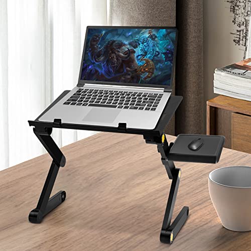 Laptop Stand Adjustable, Uten Laptop Desk for up to 17" Laptops, Portable Laptop Table Stand for Bed & Sofa & Desk, Detachable Mouse Pad, Ergonomic Lap Desk, TV Bed Tray, Office Stands(Black)