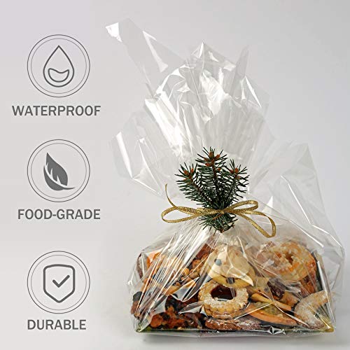 Morepack Cellophane Wrap Roll, Width16 in x 100 Ft Plastic Gift Basket Wrap,Clear Wrapping Paper