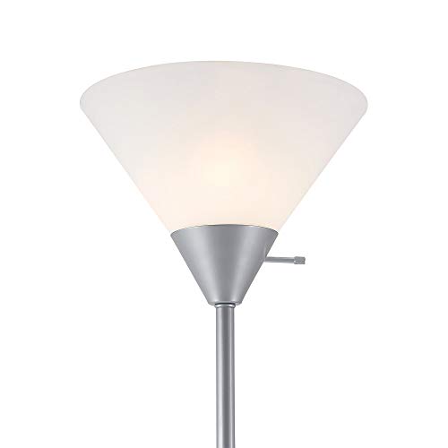 Globe Electric 67150 72" Floor Lamp, Silver, White Plastic Shade, On/Off Rotary Switch on Shade, Floor Lamp for Living Room, Floor Lamp for Bedroom, Home Improvement, Home Office Accessories