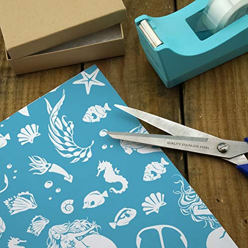 GRAPHICS & MORE Blue Mermaid Pattern with Seashells Fish Manta Rays Ocean Gift Wrap Wrapping Paper Rolls