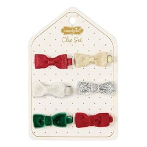 mudpie velvet and glitter bows, red, samll