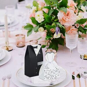 BEISHIDA Wedding Favor Boxes Small Wedding Party Favor Boxes Bride and Groom Candy Boxes for Bridal Shower Decorations Dress and Tuxedo Favor Boxes 50pcs