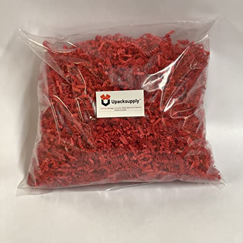 UpackSupply Crinkle Cut Paper Shred for Gift Baskets & Gift Boxes - Red (1/2 LB)