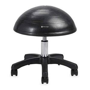 gaiam balance ball chair stool, half-dome stability ball adjustable swivel rolling chair drafting stool for desks in office, classroom, doctors, physicians, massage therapists, salons – black 23