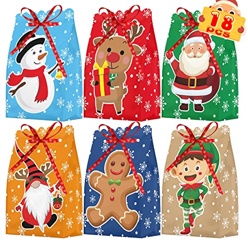 Small Christmas Gift Bags for Kids Christmas Goodie Bags Holiday Candy Bags for Gifts Christmas Treat Pastries Cupcakes Cookies Brownies Donuts Xmas Gift-Giving Bag Kids Small Christmas Party Gift Bags Bulk