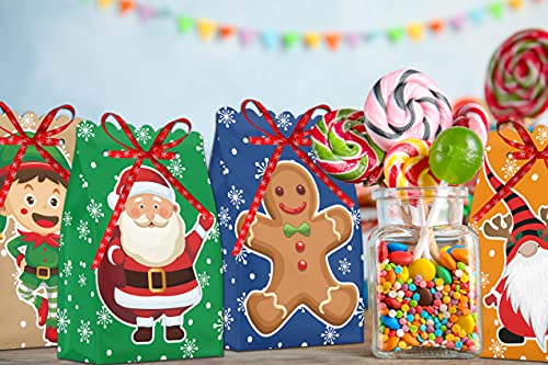 Small Christmas Gift Bags for Kids Christmas Goodie Bags Holiday Candy Bags for Gifts Christmas Treat Pastries Cupcakes Cookies Brownies Donuts Xmas Gift-Giving Bag Kids Small Christmas Party Gift Bags Bulk