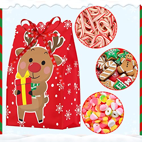 Small Christmas Gift Bags for Kids Christmas Goodie Bags Holiday Candy Bags for Gifts Christmas Treat Pastries Cupcakes Cookies Brownies Donuts Xmas Gift-Giving Bag Kids Small Christmas Party Gift Bags Bulk