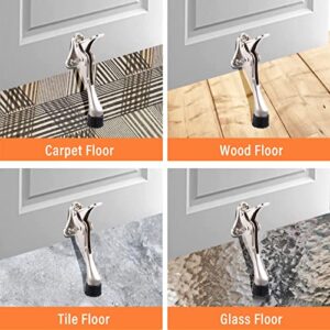 6 Pieces Heavy Duty Door Stops for Bottom of Door Kickdown Door Stops Metal Doorstop with Adjustable Rubber Tips Spring Door Stop Kick Door Stop Replacements (Silver, 4 Inch)