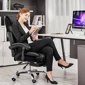 Massage Reclining Office Chair with Footrest, High Back Office Chair Computer Chair Home Office Desk Chair Ergonomic Executive Office Chair with Armrests, Adjustable Height/Tilt