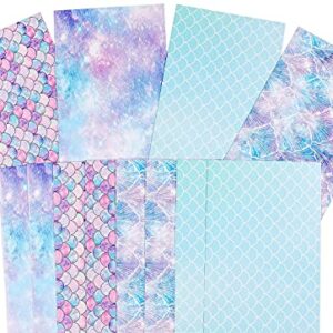 U'COVER Birthday Wrapping Paper for Girls Boys Kids Baby Shower Women Men Mermaid Scale Scallop Galaxy 12 Folded Sheet 4 Style Pattern Gift Wrapping Paper for Wedding Graduation Anniversary 20×29inch