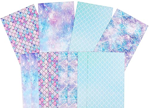 U'COVER Birthday Wrapping Paper for Girls Boys Kids Baby Shower Women Men Mermaid Scale Scallop Galaxy 12 Folded Sheet 4 Style Pattern Gift Wrapping Paper for Wedding Graduation Anniversary 20×29inch