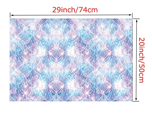 U'COVER Birthday Wrapping Paper for Girls Boys Kids Baby Shower Women Men Mermaid Scale Scallop Galaxy 12 Folded Sheet 4 Style Pattern Gift Wrapping Paper for Wedding Graduation Anniversary 20×29inch