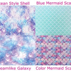 U'COVER Birthday Wrapping Paper for Girls Boys Kids Baby Shower Women Men Mermaid Scale Scallop Galaxy 12 Folded Sheet 4 Style Pattern Gift Wrapping Paper for Wedding Graduation Anniversary 20×29inch