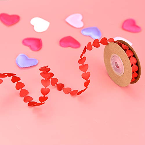 6 Pieces Mother's Day Ribbons Printed Heart Satin Ribbons for Gift Wrapping DIY Supplies Birthday Party Decoration