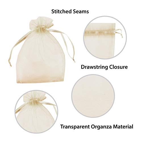 100 Pack 4x6 Inch Mini Sheer Drawstring Organza Transparent Bags Jewelry Sack Pouches for Wedding, Party Decorations, Arts & Crafts Gifts (Ivory)