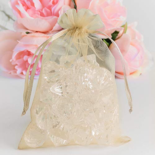 100 Pack 4x6 Inch Mini Sheer Drawstring Organza Transparent Bags Jewelry Sack Pouches for Wedding, Party Decorations, Arts & Crafts Gifts (Ivory)