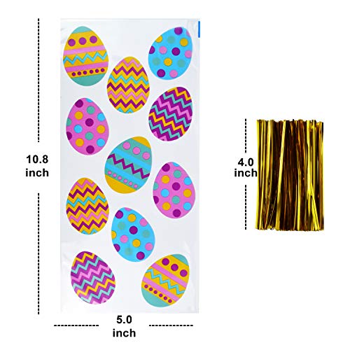 JOYIN 150 Pcs Easter Cellophane Bags, Easter Candy Treat Goodie Bags with Twisted Ties, Easter Kids Party Favor Party Supplies