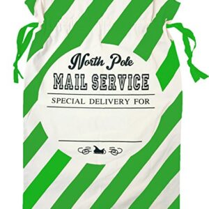 Tree Buddees North Pole Mail Service Personalizable Christmas Gift Bag (Green Stripes)