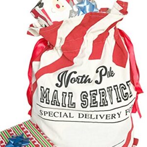 Tree Buddees North Pole Mail Service Personalizable Christmas Gift Bag (Green Stripes)