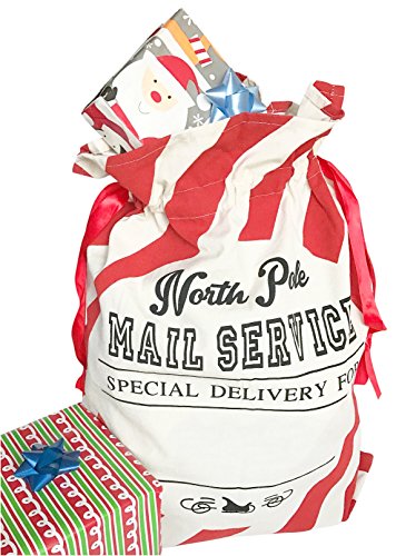 Tree Buddees North Pole Mail Service Personalizable Christmas Gift Bag (Green Stripes)