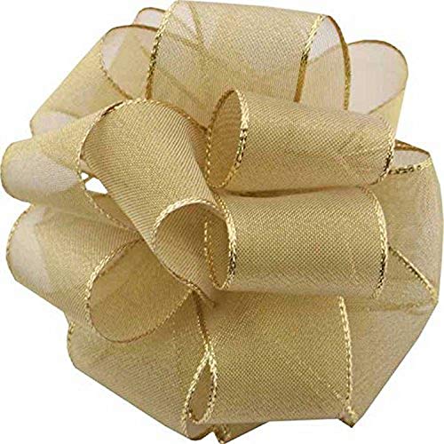 Berwick Offray LLC Lion Spun Metal Wired Edge Ribbon-3/8 X 50yds-Gold Ribbon