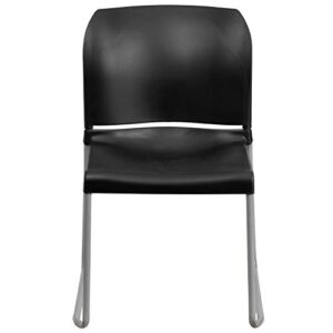 Flash Furniture 5 Pack HERCULES Series 880 lb. Capacity Black Full Back Contoured Stack Chair with Gray Powder Coated Sled Base