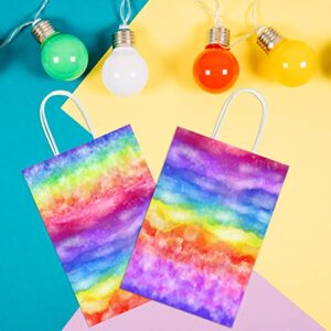 32 Pieces Tie Dye Gift Bags - 8.7'' Rainbow Gift Bags with Tissues Paper for Party Favor Bags, Tie Dye Gift Bags with Handle for Tie Dye Party Supplies, Tie Dye Birthday Party Decorations（2 Styles）