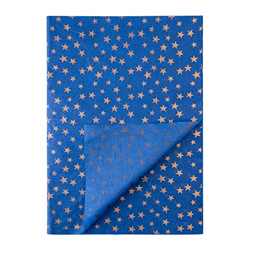 Aimto Gold Star Navy Blue Tissue Paper Gift Wrapping Paper for DIY Art Craft Decoration Gift Packaging - 27.5inch x 19inch (50 Sheets)