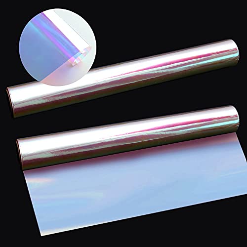 MAOUYWIEE 1 Roll Iridescent Cellophane Roll Iridescent Wrapping Paper Cellophane Wrap for Gift Baskets Iridescent Film Halloween Christmas DIY Wrapping Decoration Supplies (Pink,31.5 inchX50 Feet)