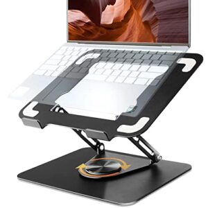 vivk swivel laptop stand for desk, adjustable laptop stand with 360° rotating base, computer stands for laptop,laptop riser for desk,fits macbook/all laptops up 10 to 17 inches