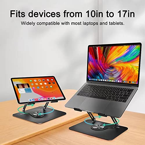 VIVK Swivel Laptop Stand for Desk, Adjustable Laptop Stand with 360° Rotating Base, Computer Stands for Laptop,Laptop Riser for Desk,Fits MacBook/All Laptops up 10 to 17 inches