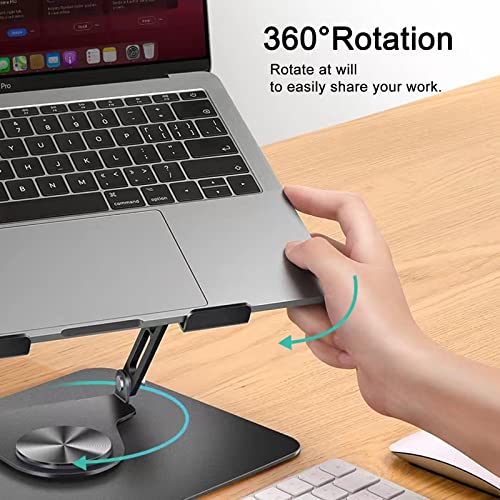 VIVK Swivel Laptop Stand for Desk, Adjustable Laptop Stand with 360° Rotating Base, Computer Stands for Laptop,Laptop Riser for Desk,Fits MacBook/All Laptops up 10 to 17 inches