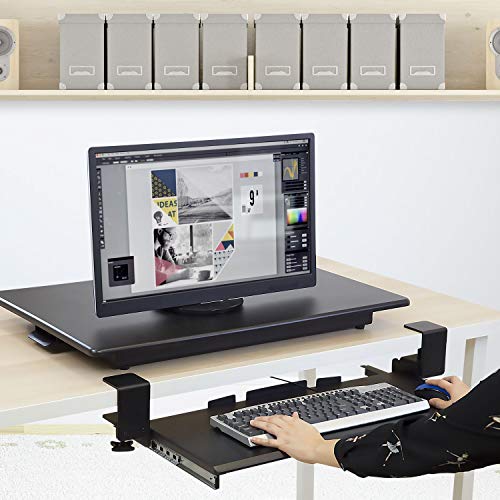 Mount-It! Clamp Keyboard Tray - Ergonomic Under Desk Pull Out Keyboard and Mouse Platform with No-Drill Easy Installation - Slides Under Desk Increase Desk Space - 27 Inch Wide