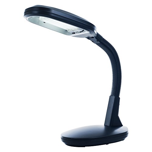 Lavish Home 72-0893 (Black) Sunlight Desk Lamp – Bright Directional Adjustable Gooseneck – Reading Light for Crafting, Sewing, or Homework, 7”x9”x22