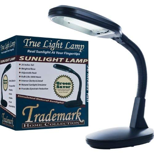 Lavish Home 72-0893 (Black) Sunlight Desk Lamp – Bright Directional Adjustable Gooseneck – Reading Light for Crafting, Sewing, or Homework, 7”x9”x22