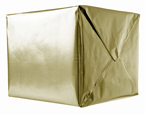 CleverDelights Metallic Gold Wrapping Paper - 30" x 300" JUMBO Roll - 62.5 Sq Ft - Shiny Premium Gift Wrap Paper