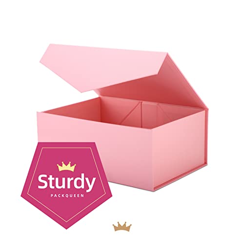 PACKQUEEN Gift Boxes with Ribbons, Magnetic Gift Boxes for presents, Bridesmaid Proposal Box, Pink Gift box with lid and Blank Greeting Cards (9x6.5x3.8 Inches)