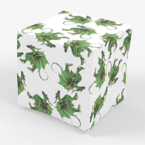 Stesha Party Green Dragon Birthday Wrapping Paper - Folded Flat 30 x 20 Inch (3 Sheets)