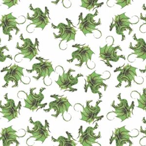 Stesha Party Green Dragon Birthday Wrapping Paper - Folded Flat 30 x 20 Inch (3 Sheets)