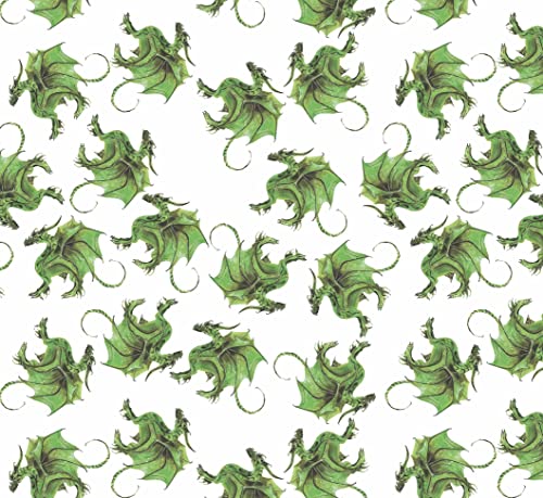 Stesha Party Green Dragon Birthday Wrapping Paper - Folded Flat 30 x 20 Inch (3 Sheets)