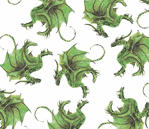 Stesha Party Green Dragon Birthday Wrapping Paper - Folded Flat 30 x 20 Inch (3 Sheets)