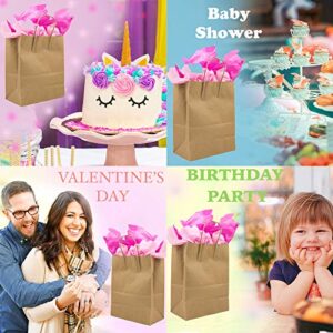 [100 Bags] 8 X 4.5 X 10.5 Brown Kraft Paper Gift Bags Bulk with Handles. Ideal for Shopping, Packaging, Retail, Party, Craft, Gifts, Wedding, Recycled, Business, Goody and Merchandise Bag